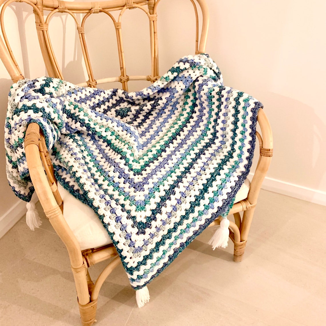 Blue Crochet Blanket Pattern Crochet Pattern Learn to Crochet Granny ...