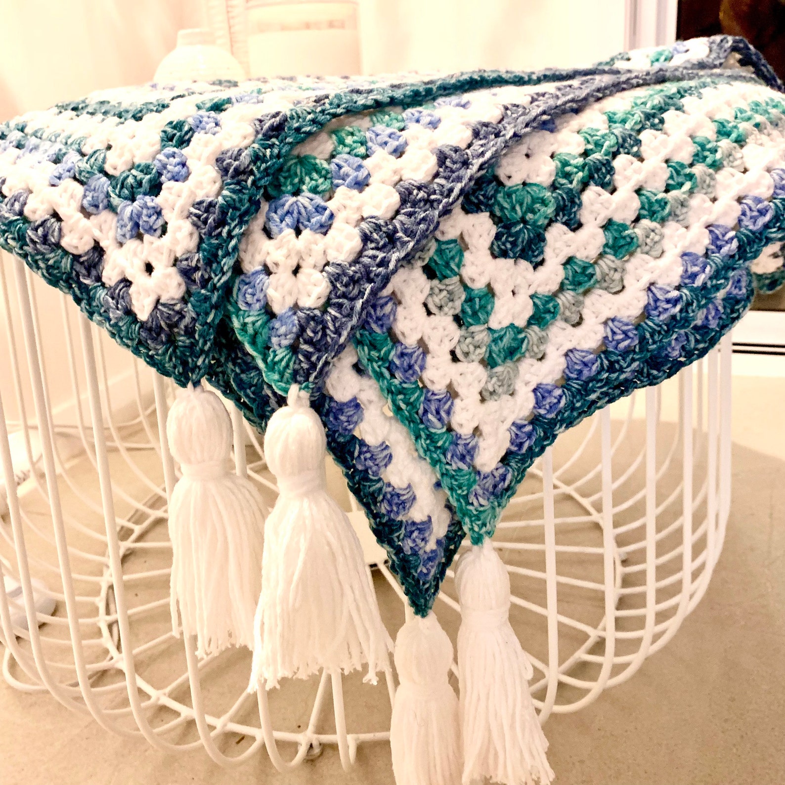 Blue Crochet Blanket Pattern Crochet Pattern Learn to Crochet Granny ...