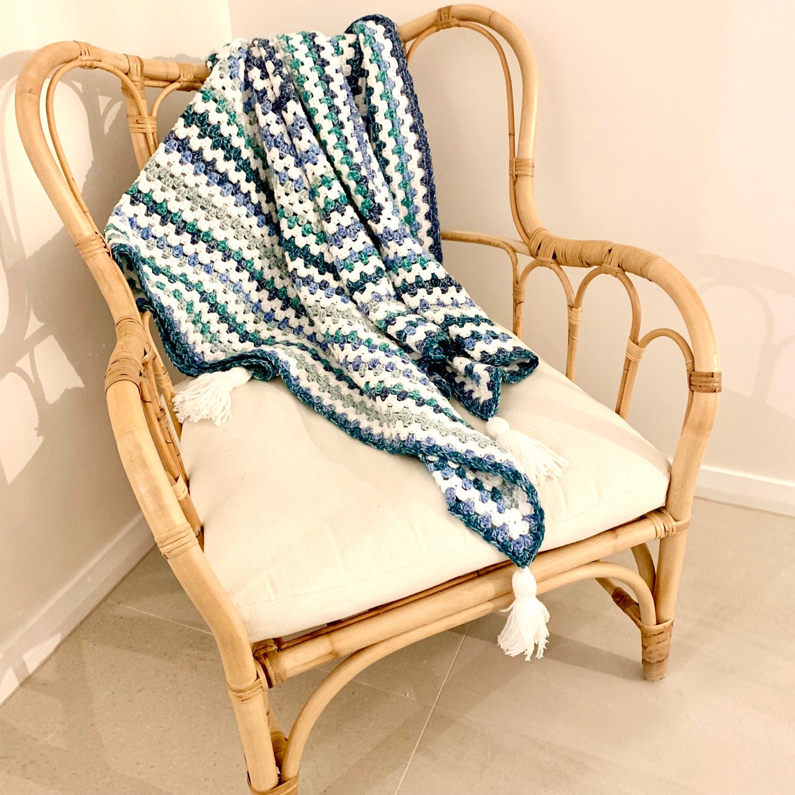 Blue Crochet Blanket Pattern Crochet Pattern Learn to Crochet Granny ...