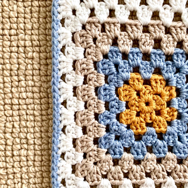 Granny Square Crochet Blanket Pattern Beginner Blue & White - Etsy