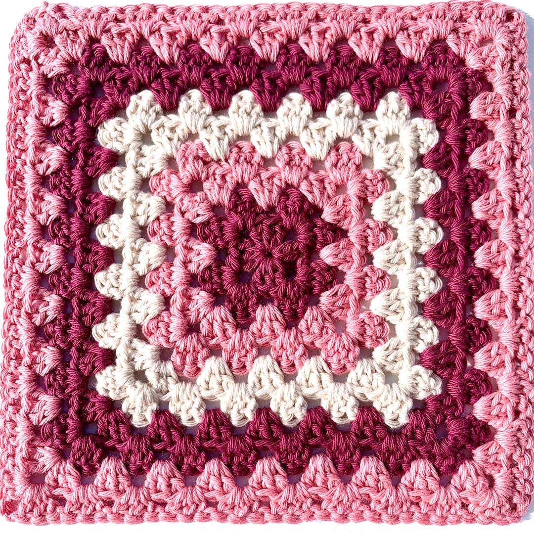 Pink & Burgundy Granny Square Crochet Pattern | Easy Crochet Patterns ...