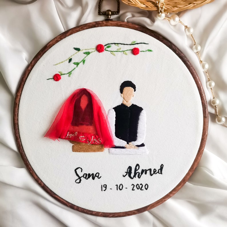 Custom Couple Portrait embroidered Couple Hoop Custom - Etsy