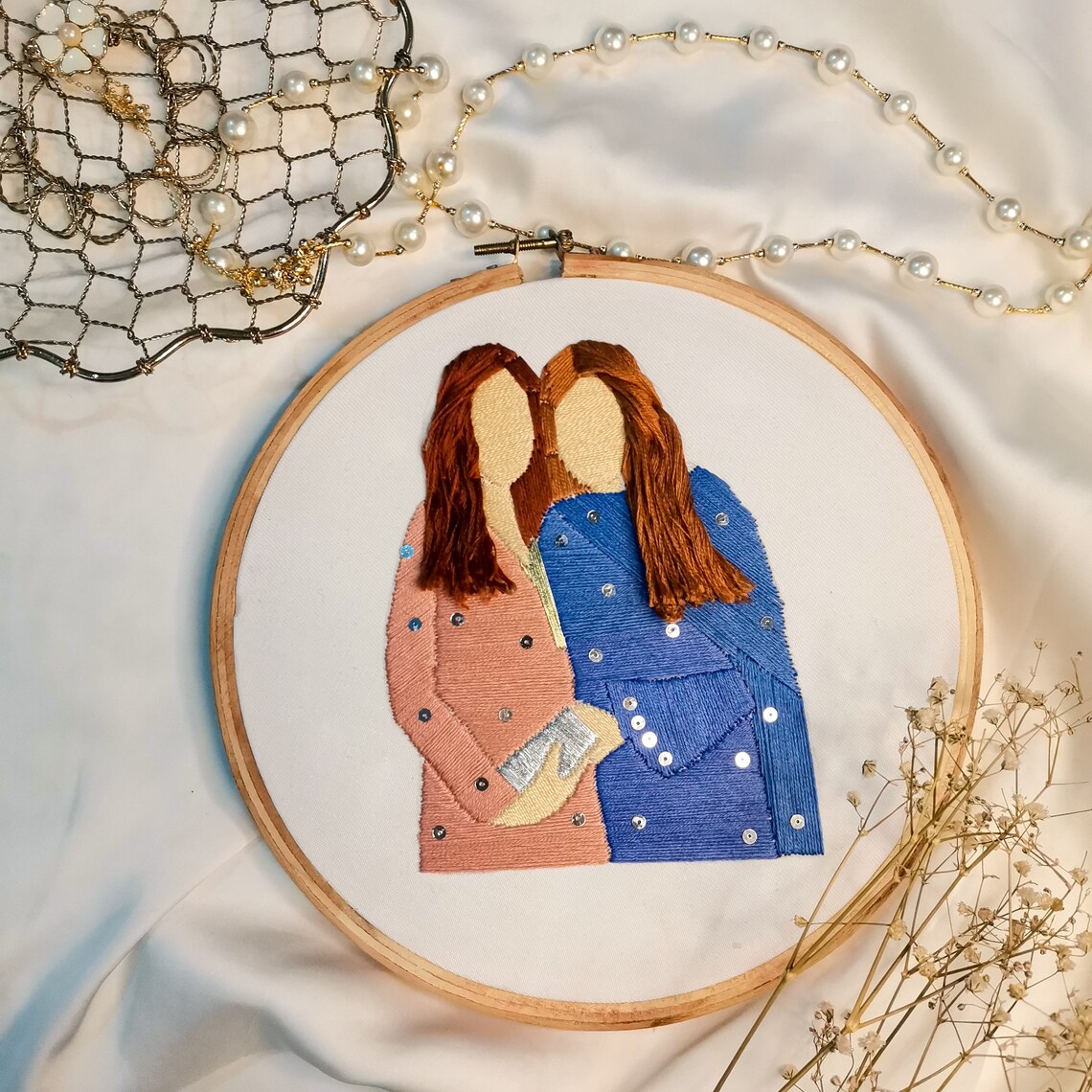 Custom Couple Portrait embroidered Couple Hoop Custom - Etsy