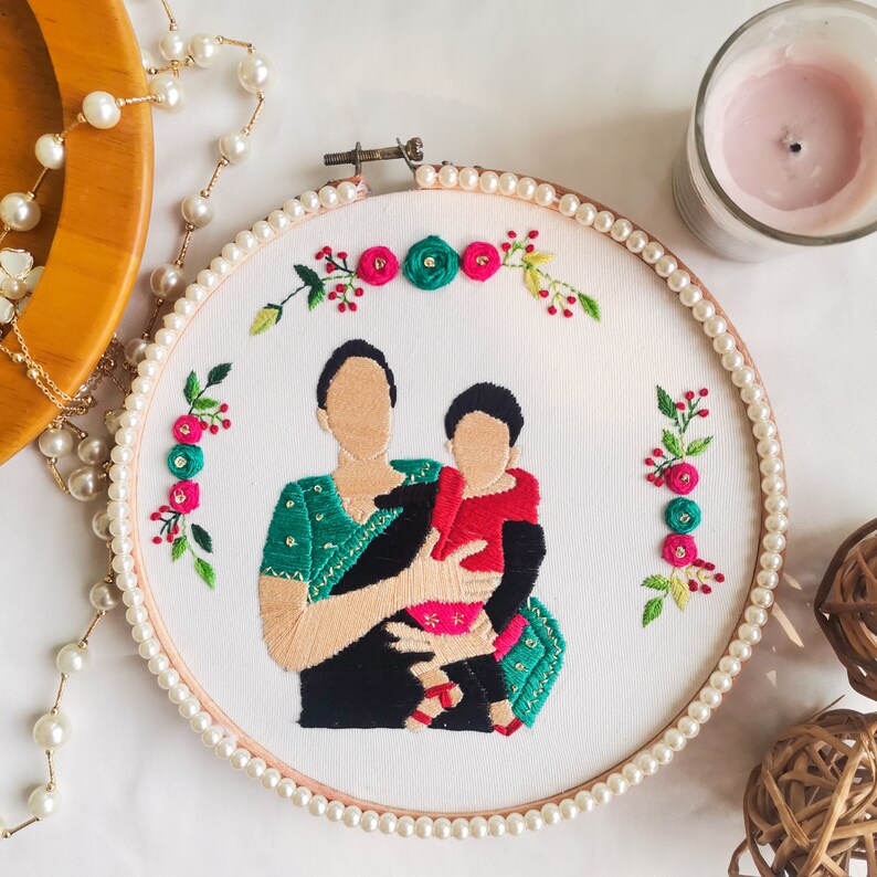 Custom Couple Portrait embroidered Couple Hoop Custom - Etsy