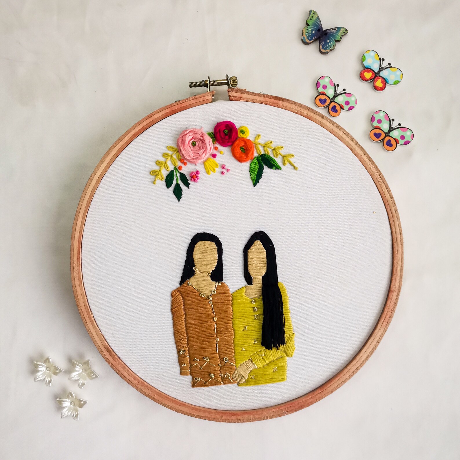 Custom Couple Portrait embroidered Couple Hoop Custom - Etsy