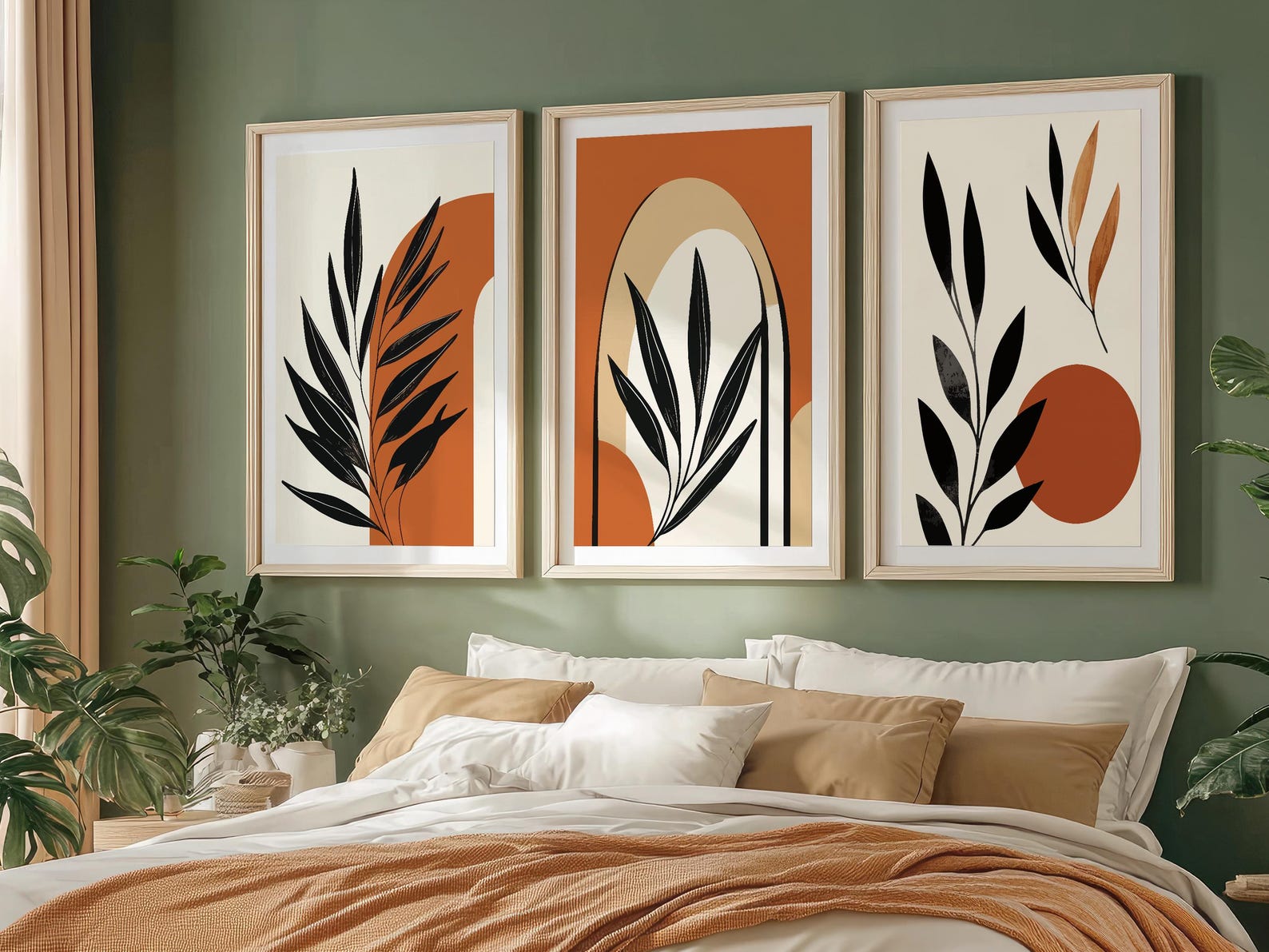 Set of Three Modern Boho Style Posters in Terracotta Tones, Wall Art - Etsy