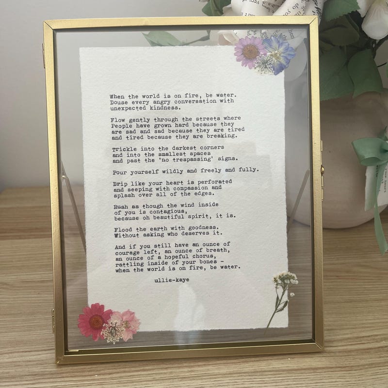 Framed Poem With Flowers - Etsy