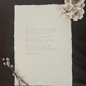 Custom Typewriter Print on Handmade Paper, Personalized Poem Gift - Etsy
