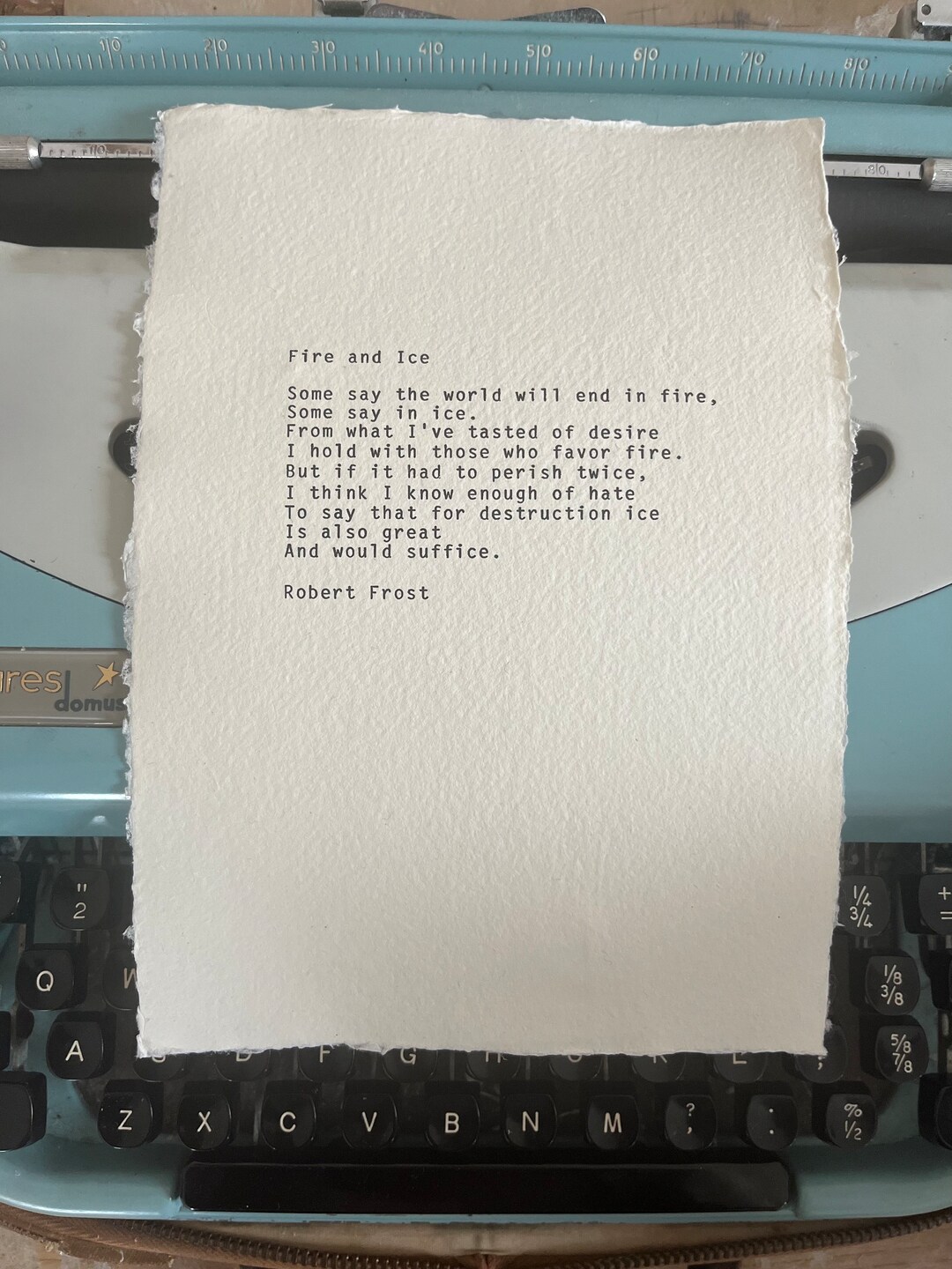 A5 Fire and Ice Robert Frost Typewriter Poem Print, Poetry Quote, Wall ...