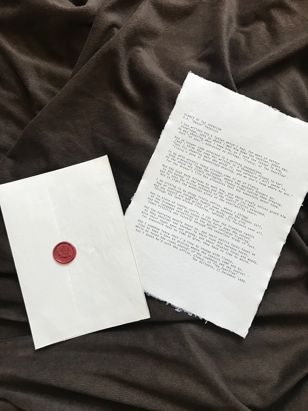 Personalized Typewriter Letter, Handmade Cotton Rag Paper, Wax Seal - Etsy
