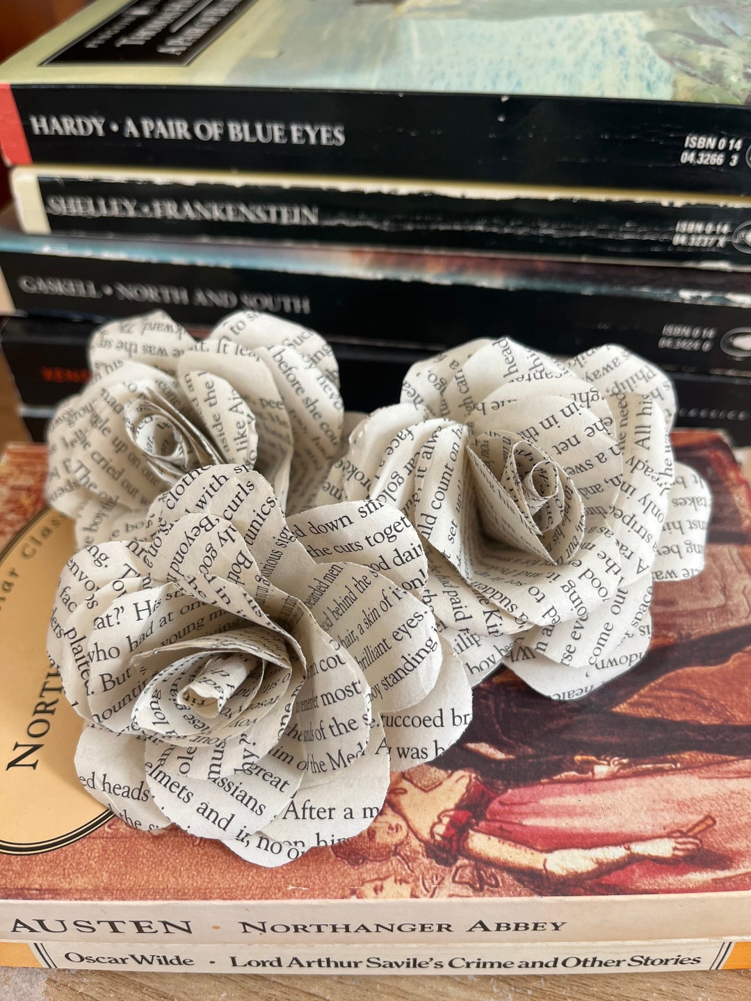 Large Handmade Stemless Classic Book Paper Flowers, Wedding Decor ...
