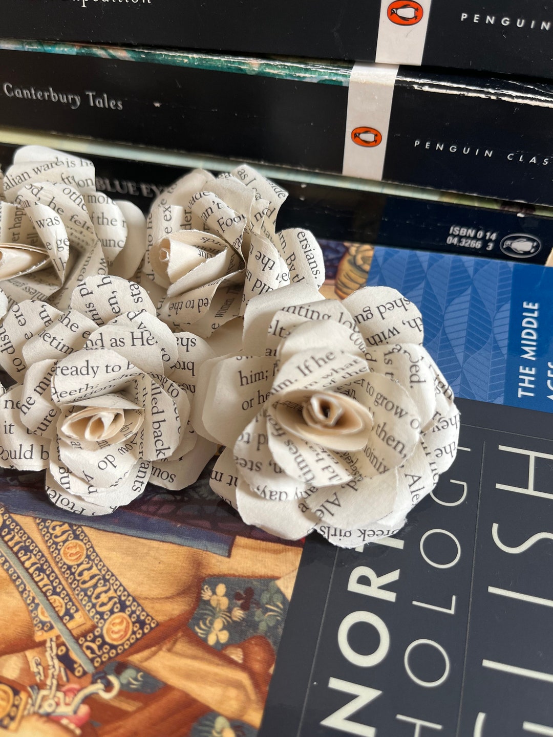 Handmade Stemless Book Page Flowers, Literary Wedding Decor - Etsy