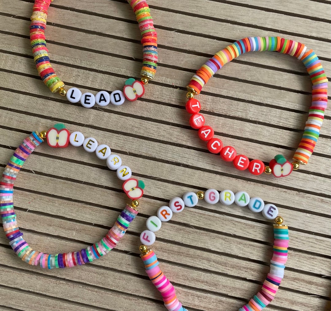 Teacher Appreciation Teacher Bracelet Teacher Jewelry Teacher Christmas Gift Teach Heishi ...