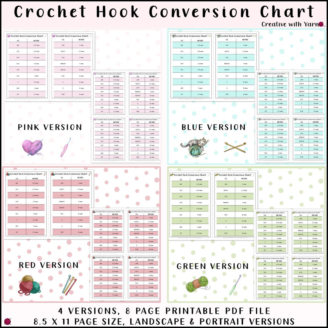 Crochet Hook Conversion Chart Printable, Crochet Hook Conversion Chart ...
