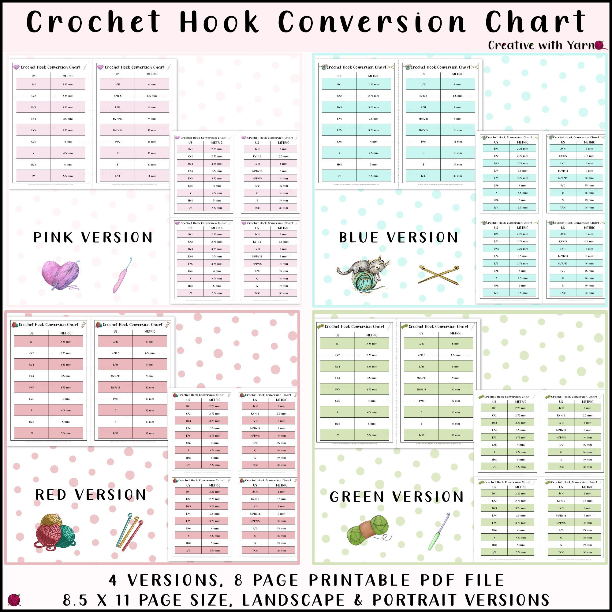Crochet Hook Conversion Chart Printable, Crochet Hook Conversion Chart ...