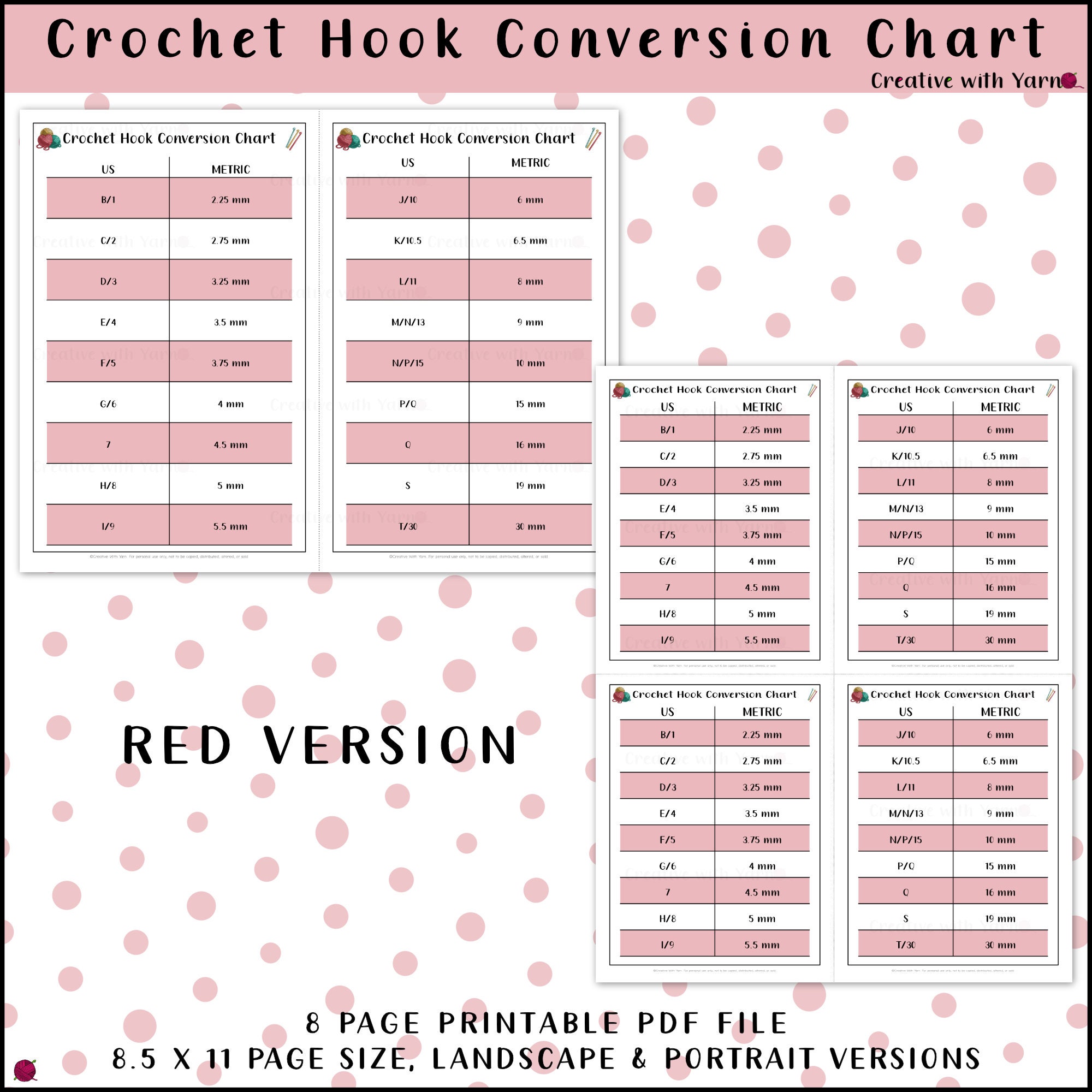 Crochet Hook Conversion Chart Printable, Crochet Hook Conversion Chart ...