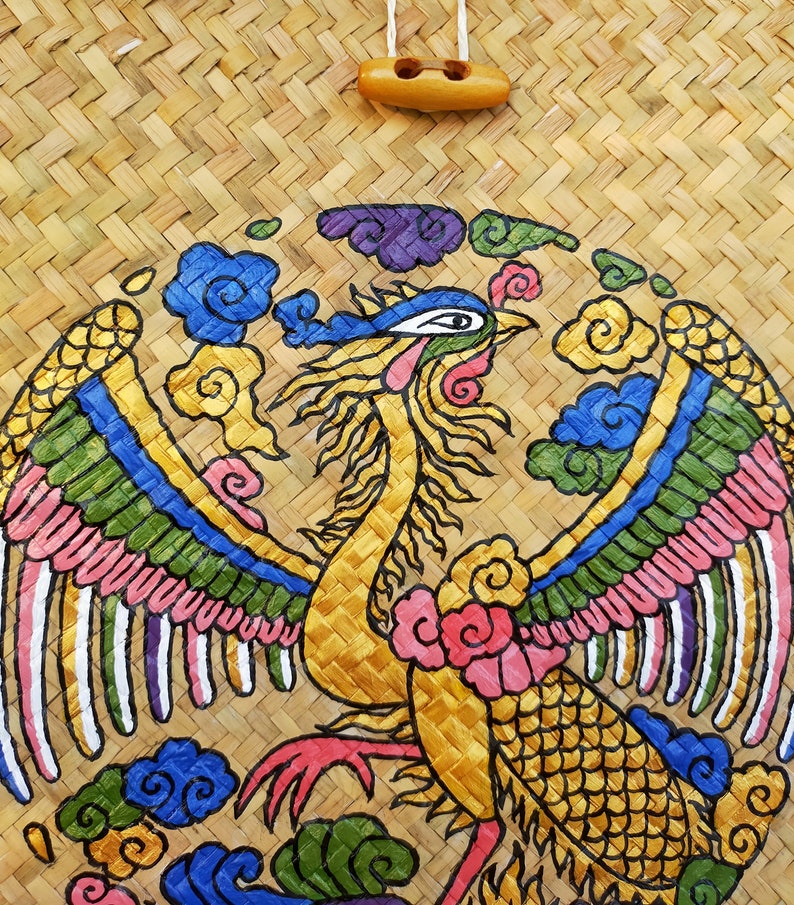 Phoenix Handpainted on Grass Bag. Heritage Arts From Vietnam. Original ...