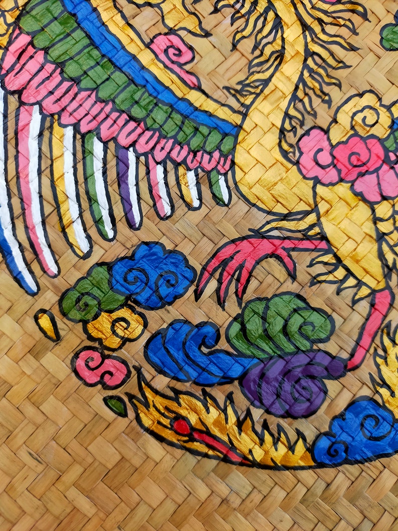 Phoenix Handpainted on Grass Bag. Heritage Arts From Vietnam. Original ...