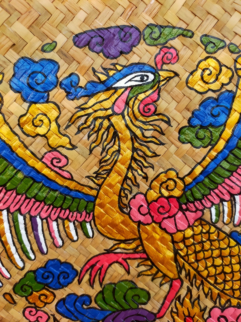 Phoenix Handpainted on Grass Bag. Heritage Arts From Vietnam. Original ...