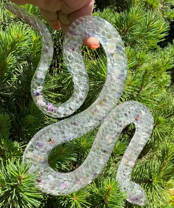 Rainbow Fluorite Snake Carved Snake Crystal Snake Gem Snake | Etsy