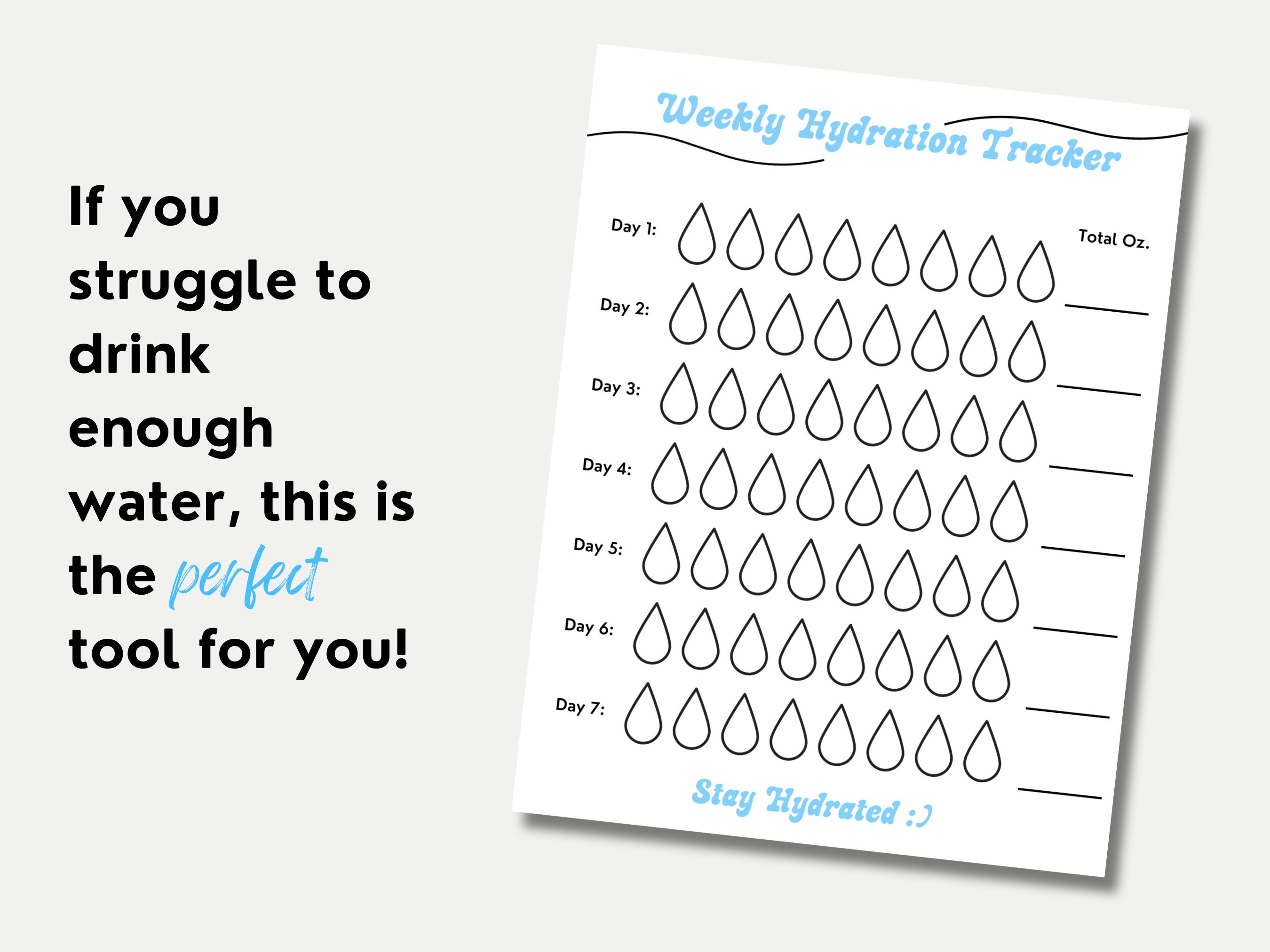 Weekly Hydration Tracker Printable Digital Download Daily Habit Tracker ...
