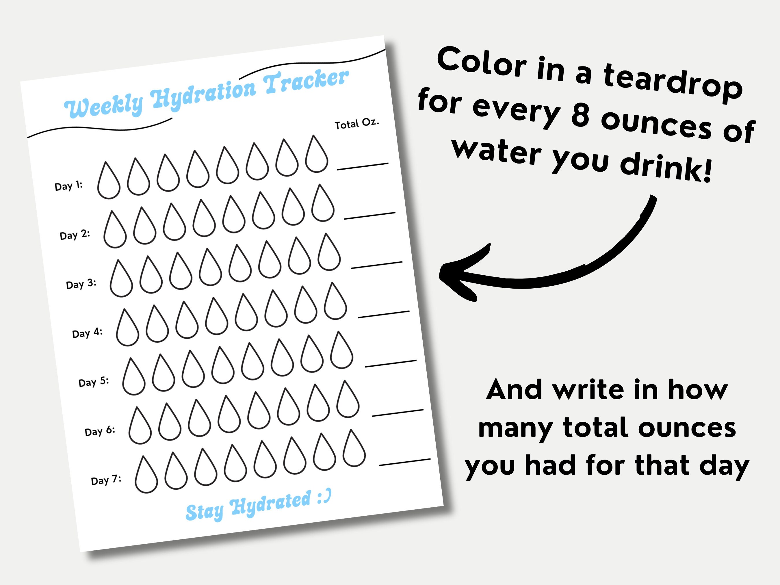 Weekly Hydration Tracker Printable Digital Download Daily Habit Tracker ...