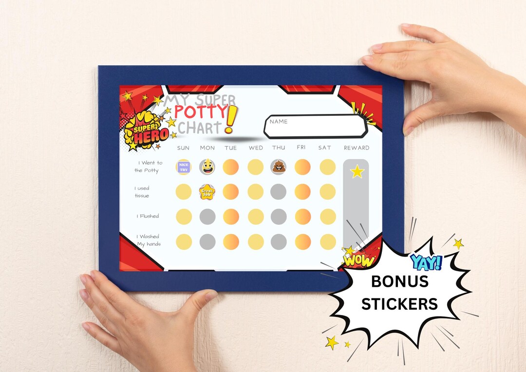 Super Hero Reward Chart Printable - Potty Training Chart, Toddler Chore ...