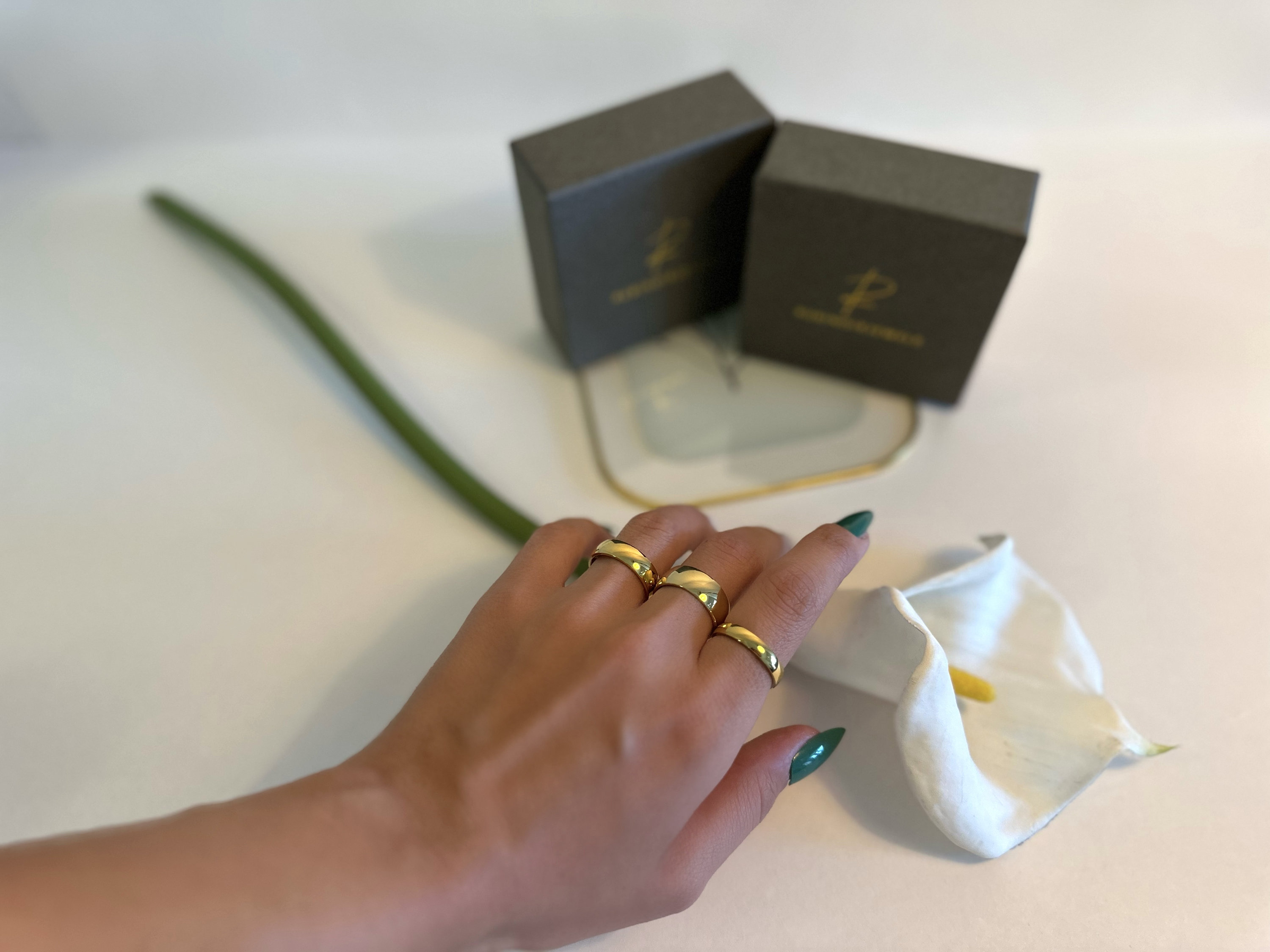 Luxury 18K Gold Filled, Women Simple, Bold Minimalist Band Rings, Thin Wide Dome Stackable Rings ...