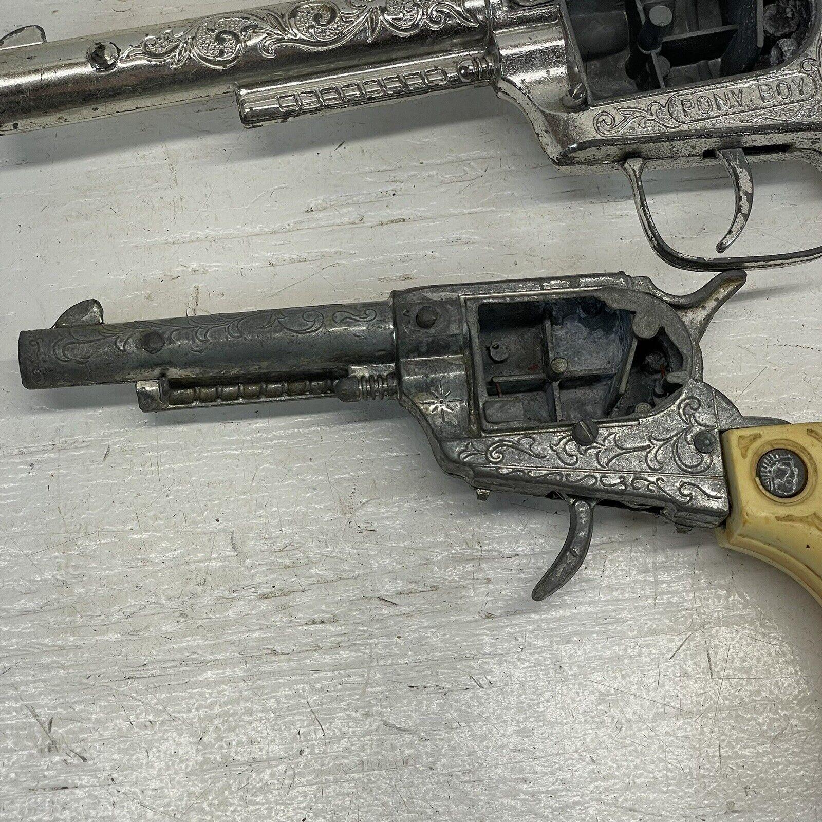 2 Vintage Western Toy Gun Revolvers Pony Boy Diecast Plastic Parts Lot ...