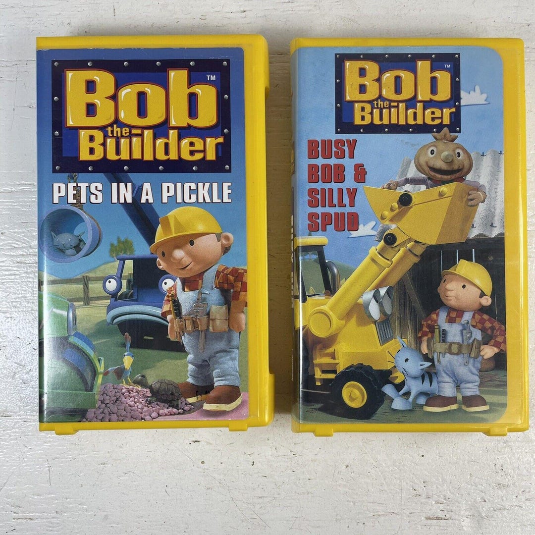 Lot 2 Bob the Builder VHS Tapes Yellow Clamshell Busy Bob Silly Spud ...