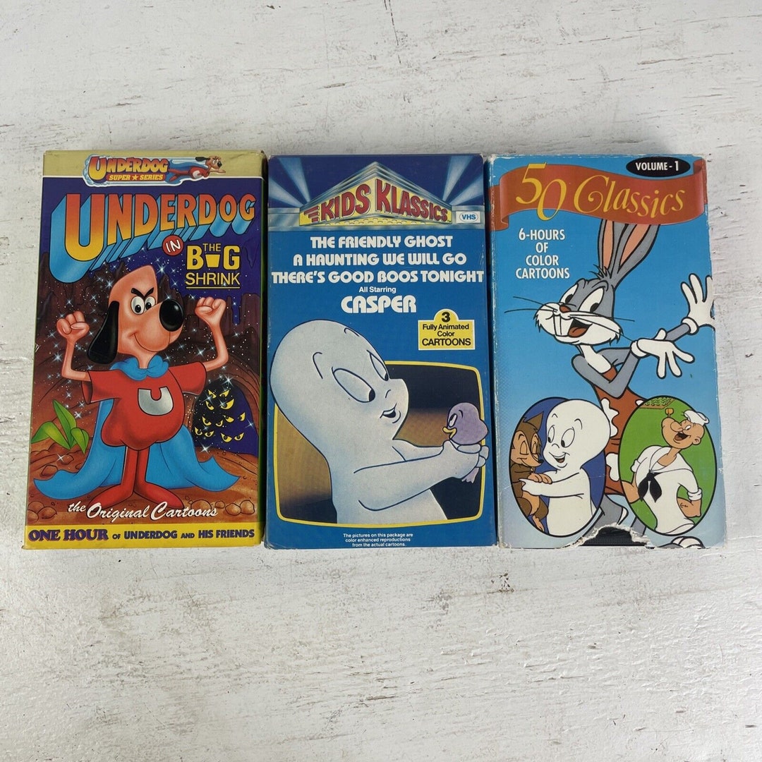 Vintage Cartoons VHS Lot 3 Casper, Underdog, Bugs Bunny, Popeye, Three ...