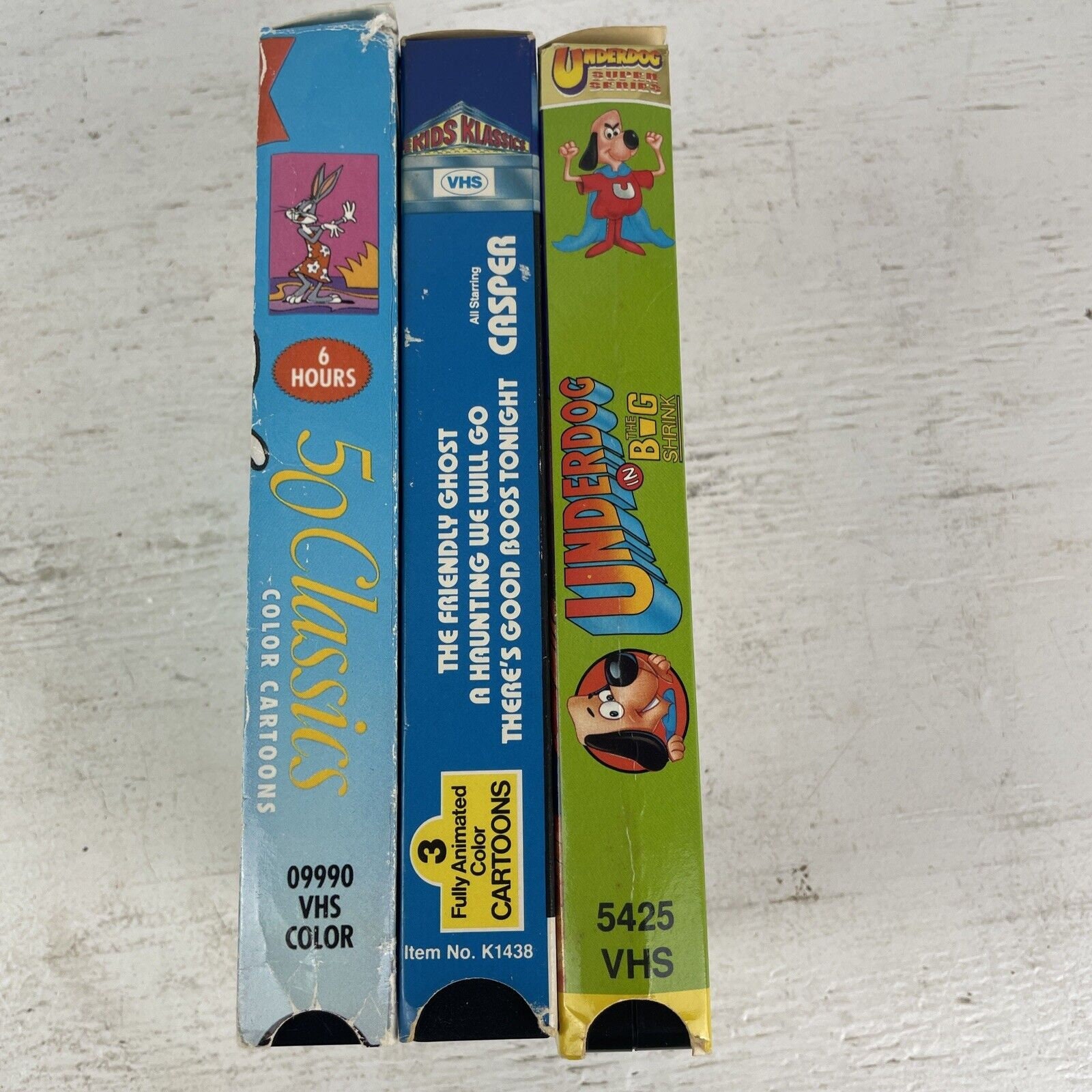 Vintage Cartoons VHS Lot 3 Casper, Underdog, Bugs Bunny, Popeye, Three ...