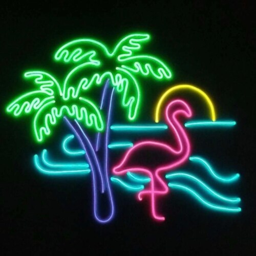 Beach Sunset LED Neon Sign Palm and Waves Tropical Decor - Etsy