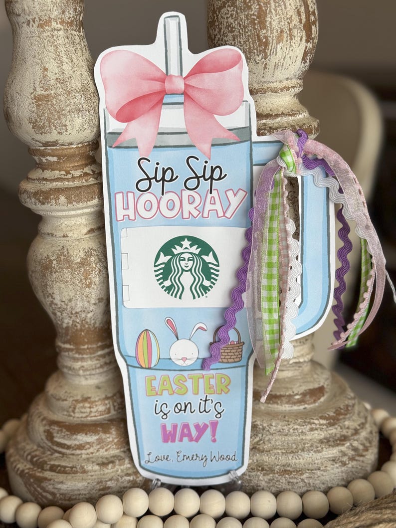 Easter Tumbler Gift Card Holder, Sip Sip Hooray Gift Card, Easter Gift ...