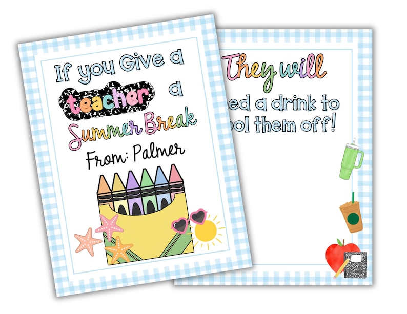 If You Give a Teacher Summer Break Blue- Printed Book - Etsy
