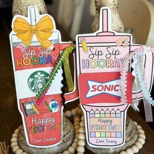 First Day Tumbler Gift Card Holder, Sip Sip Hooray Gift Card, Teacher ...