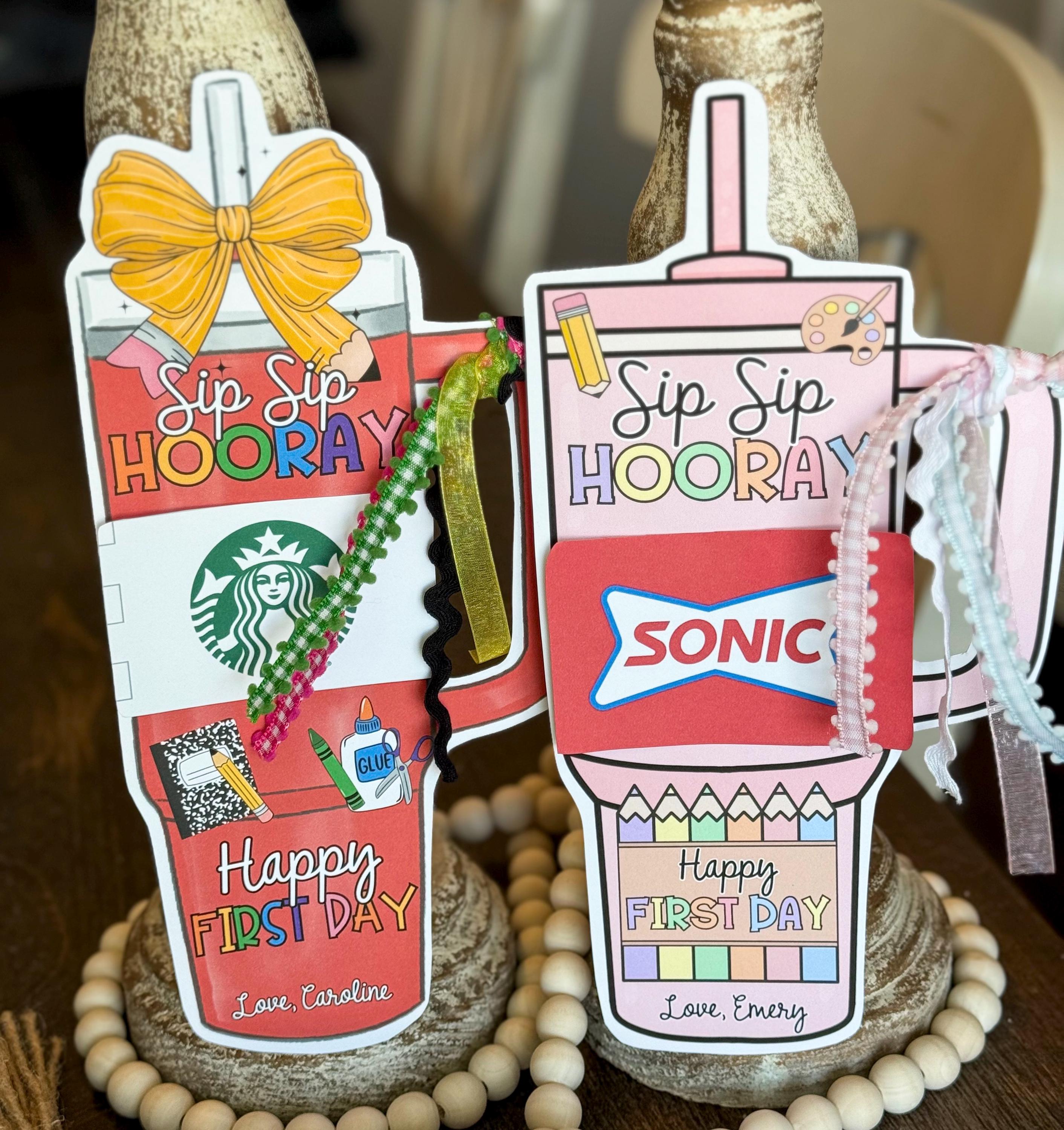 First Day Tumbler Gift Card Holder, Sip Sip Hooray Gift Card, Teacher ...