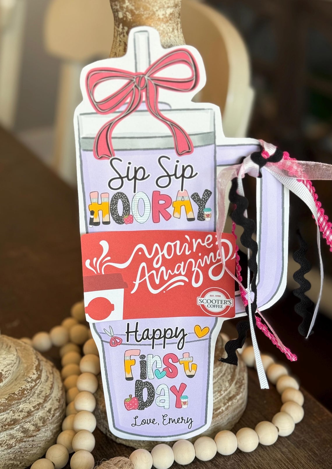 First Day Tumbler Gift Card Holder, Sip Sip Hooray Gift Card, Teacher ...