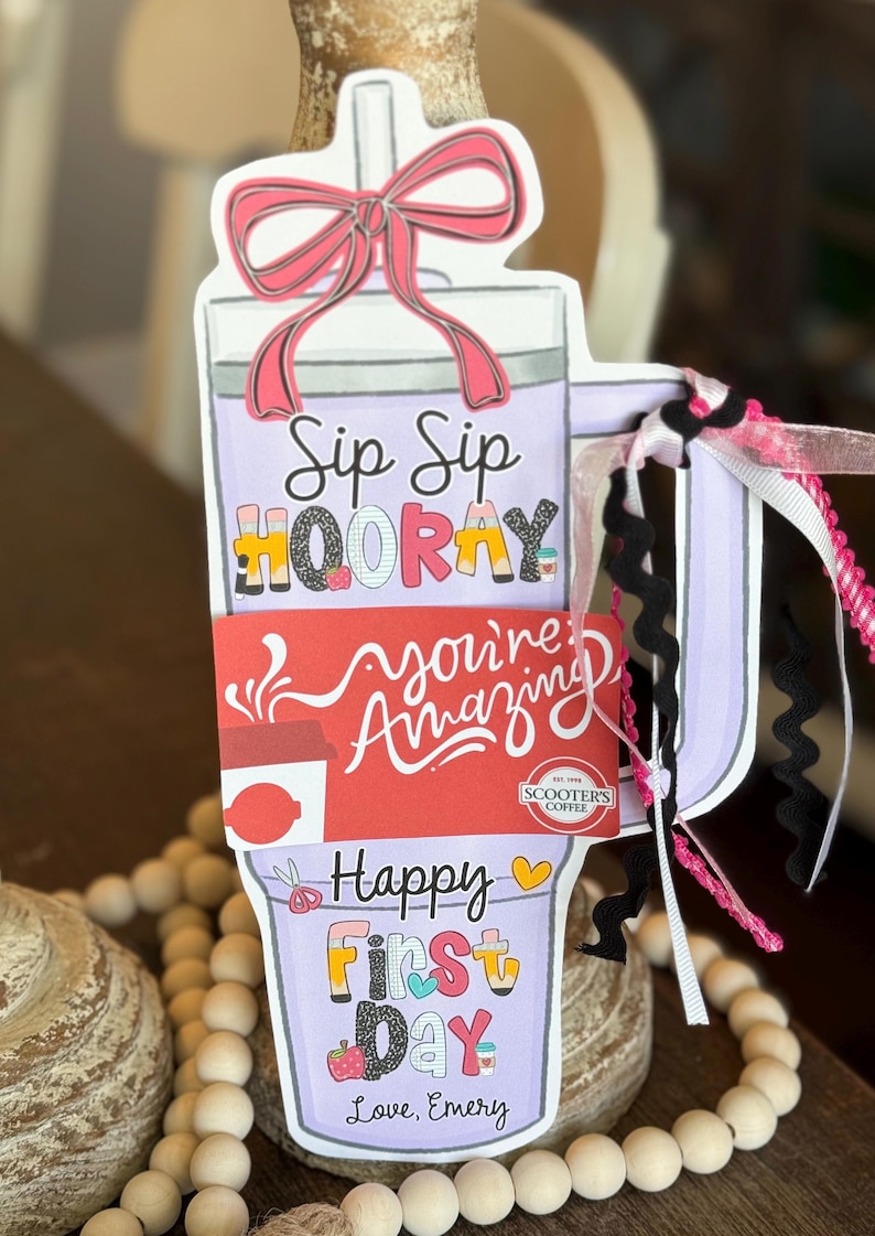 First Day Tumbler Gift Card Holder, Sip Sip Hooray Gift Card, Teacher ...