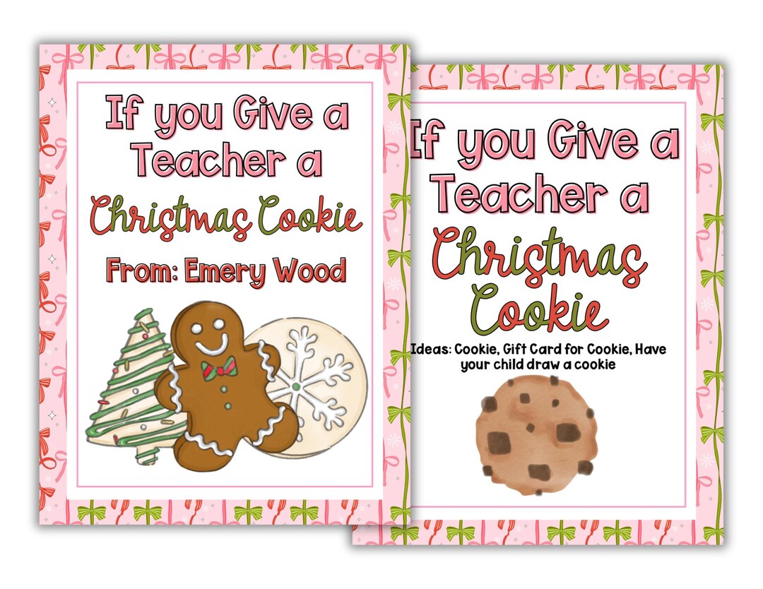 If You Give a Teacher a Christmas Cookie, Teacher Christmas Gift - Etsy