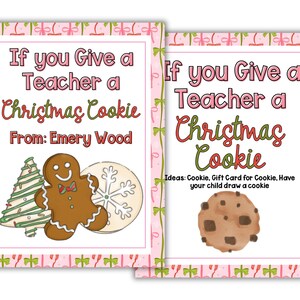 If You Give a Teacher a Christmas Cookie, Teacher Christmas Gift - Etsy