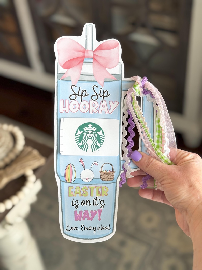 Easter Tumbler Gift Card Holder, Sip Sip Hooray Gift Card, Easter Gift ...