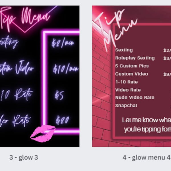 Sexy Tip Menus - Etsy