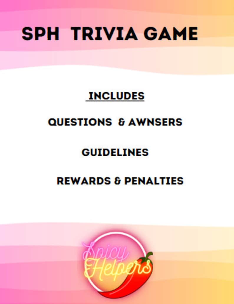 SPH Trivia Game, Guideline, Questions, Punishment, Praise, Sub/dom, Onlyfans Idea, Domme ...