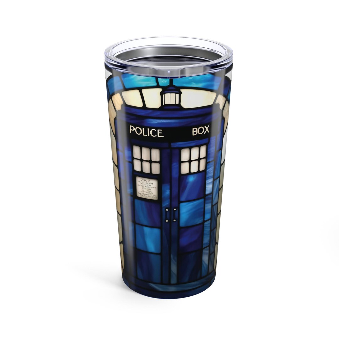 Tumbler 20oz - Stained Glass TARDIS Design, Perfect for Whovians ...