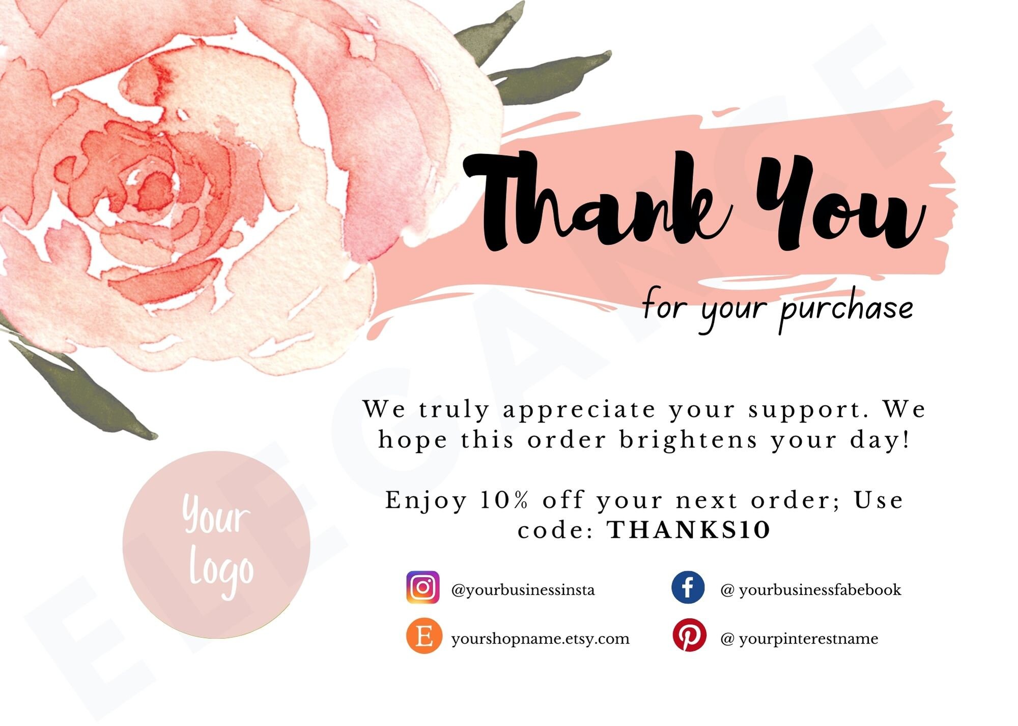 Printable Floral Thank You Card Template Business Card Etsy printable-floral-thank-you-card-template-business-card-etsy