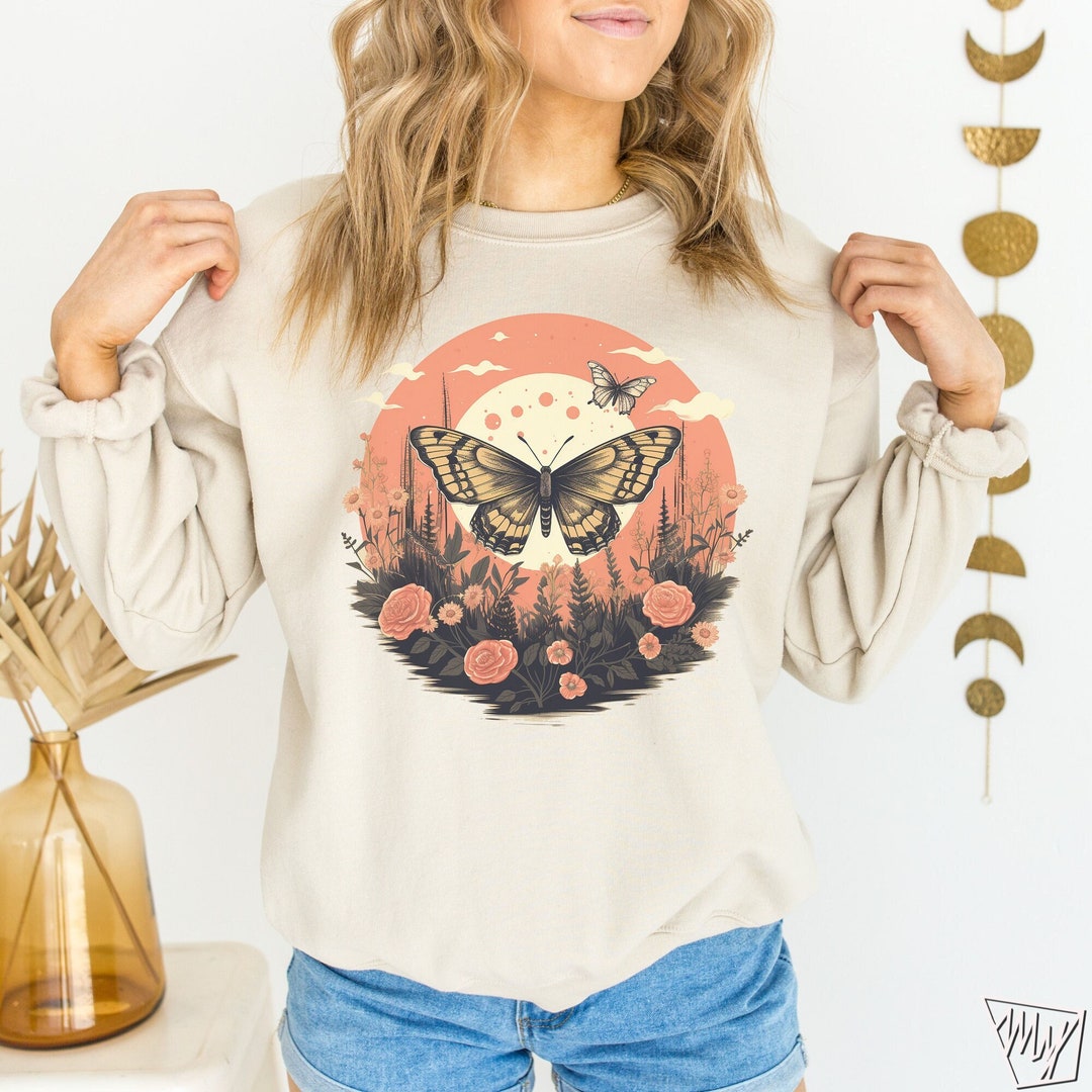 Cottagecore Aesthetic Butterfly Sweatshirt,whimsigoth Sweatshirt ...