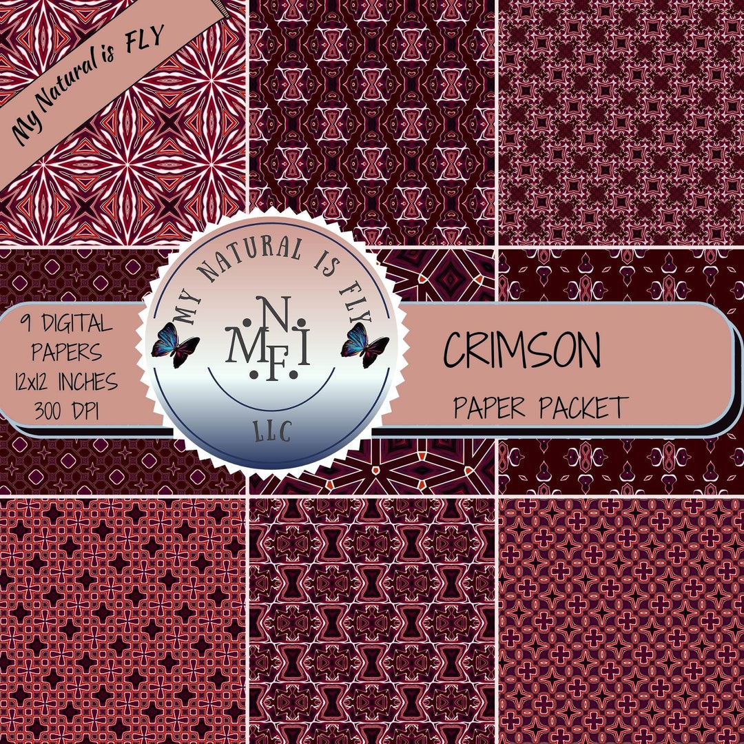 CRIMSON Digital Papers, Backgrounds, Scrapbook Paper Printable. Instant ...