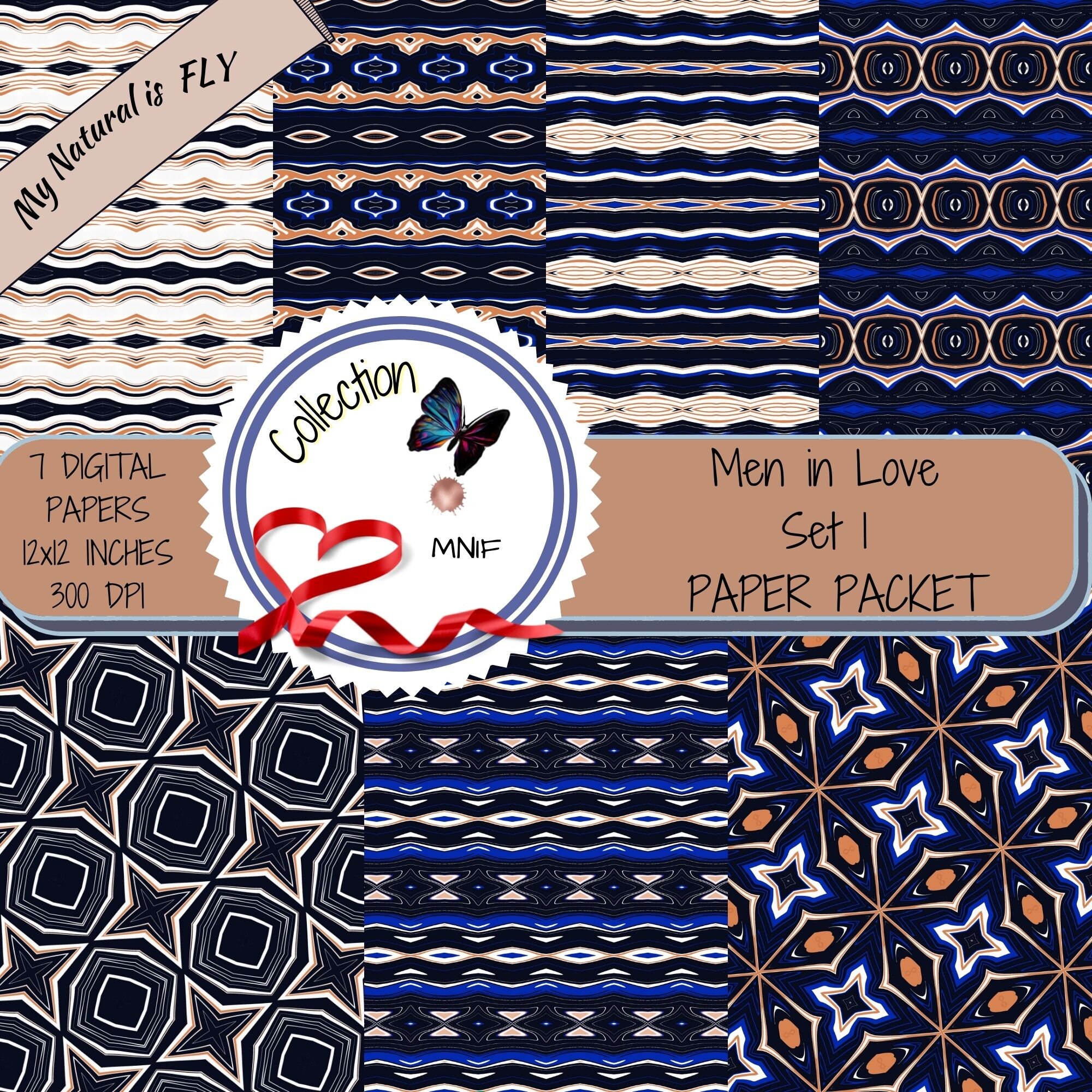 MEN IN LOVE Set 1 Digital Papers, Backgrounds, Scrapbook Paper ...