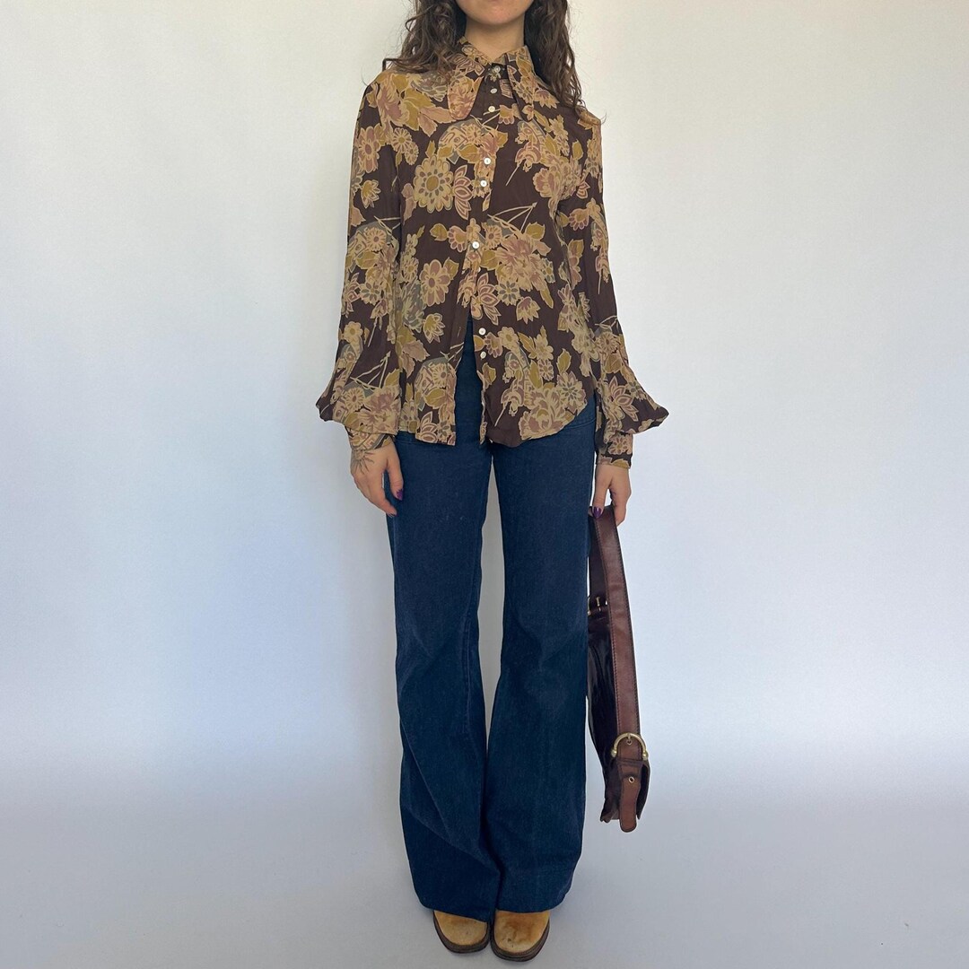 Vintage 70s Jeff Banks Silk Floral Blouse: Balloon Sleeve Top - Etsy